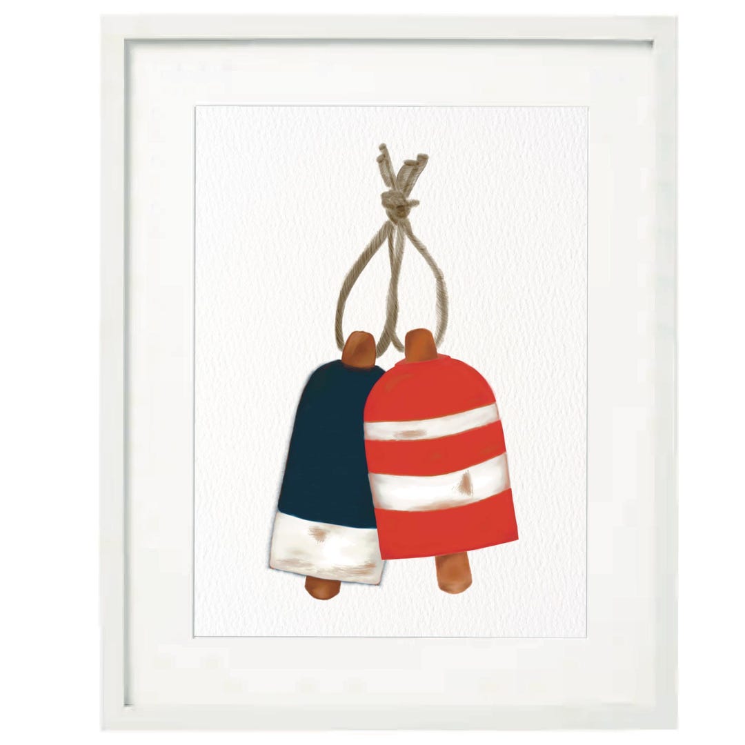 Red Blue White Buoy Printable Art ~ Wall Art ~ Blue Boat Buoy Posters ...