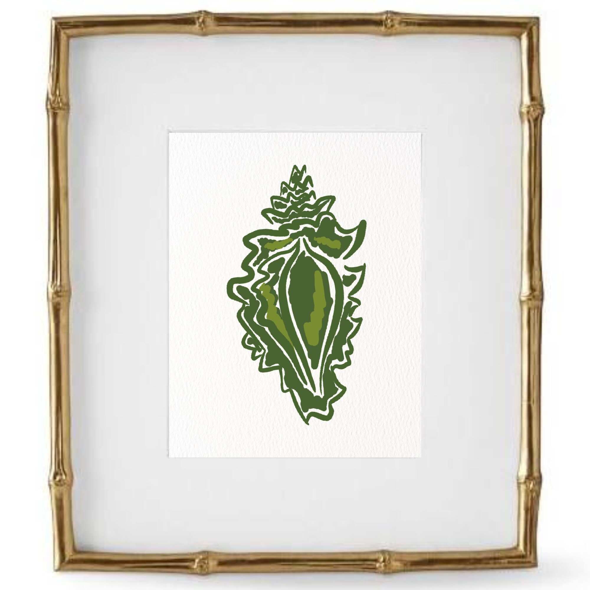 Green Seashell Printable Art Wall Art Green Shell Posters Printable ...