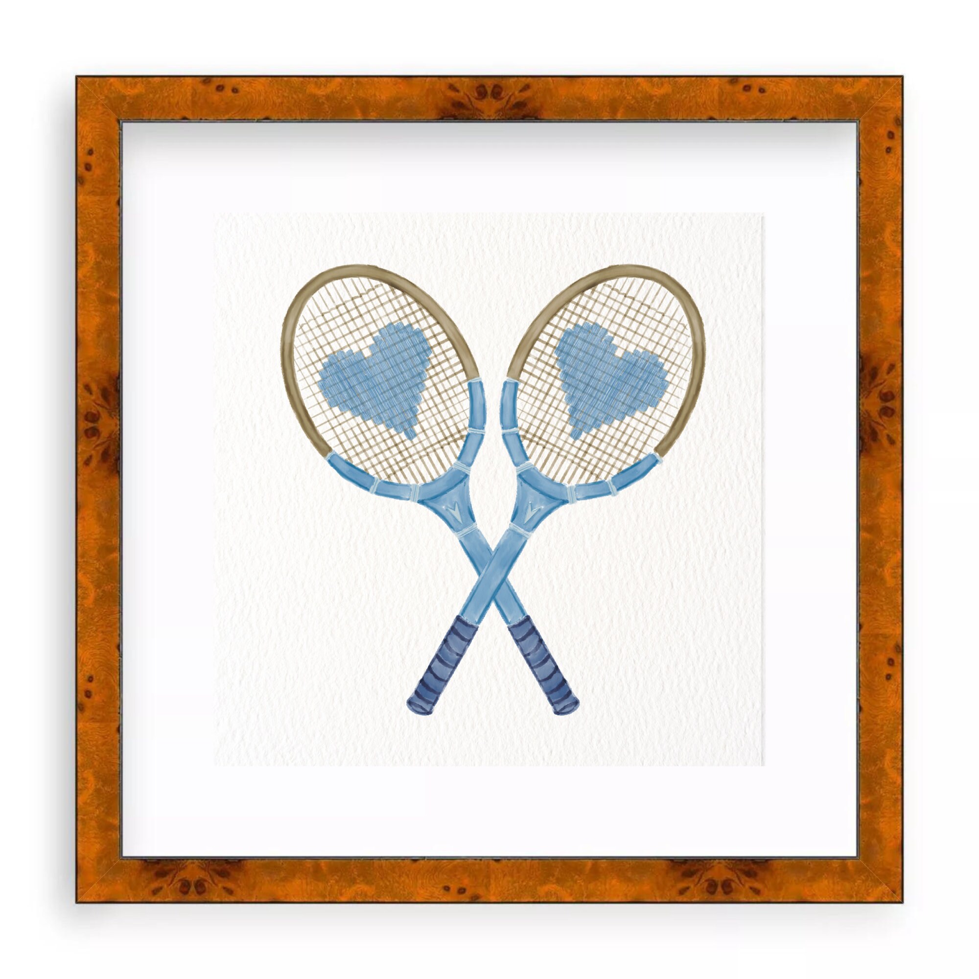 Printable Tennis Rackets With Blue Hearts Wall Art - Etsy