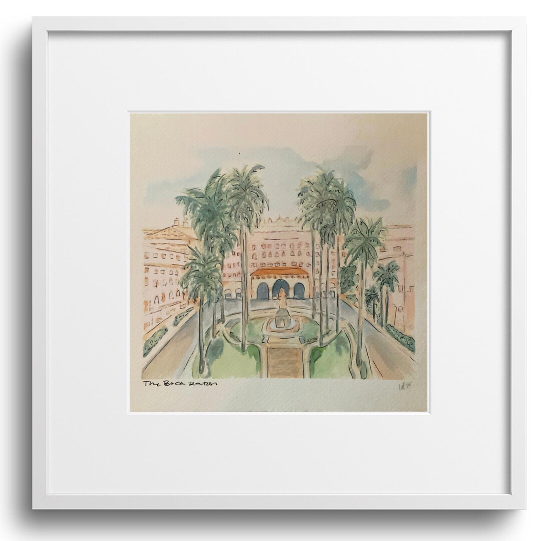 Boca Raton Watercolor Art Print: Square Florida Wall Art (digital ...