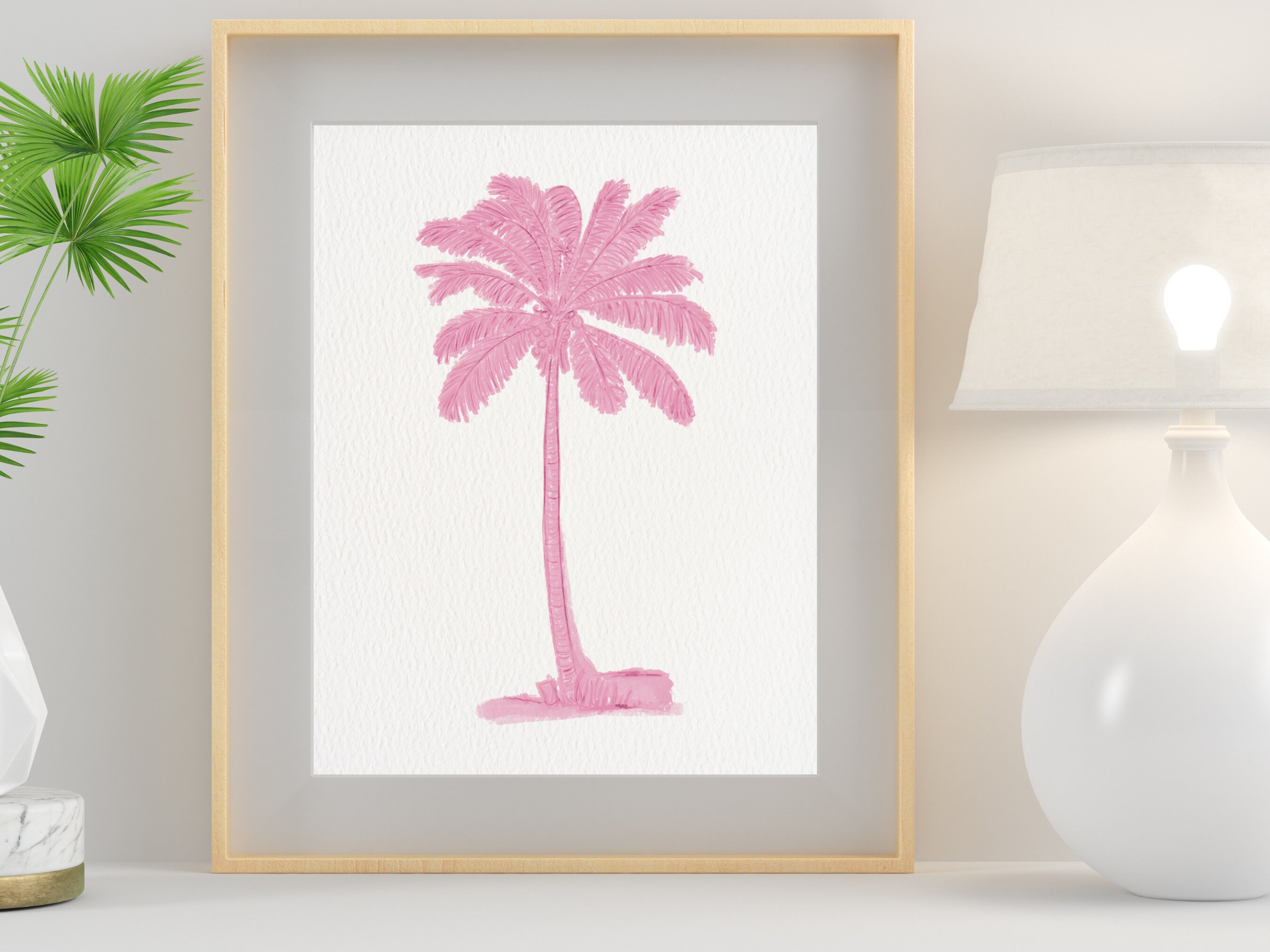 Pink Palm Tree Printable Art Wall Art Pink Palm Tree Posters Printable ...