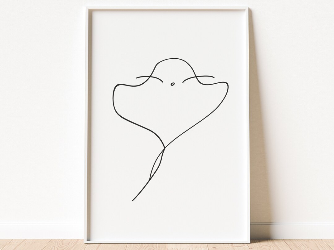Line Drawn Stingray Printable Art ~ Wall Art ~ Stingray Sea Creatures ...