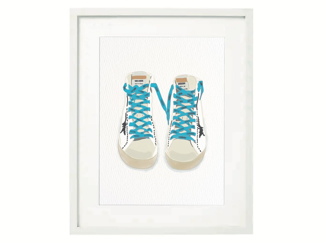 Blue and White High Tops Printable Art ~ Preppy Wall Art ~ Blue and ...