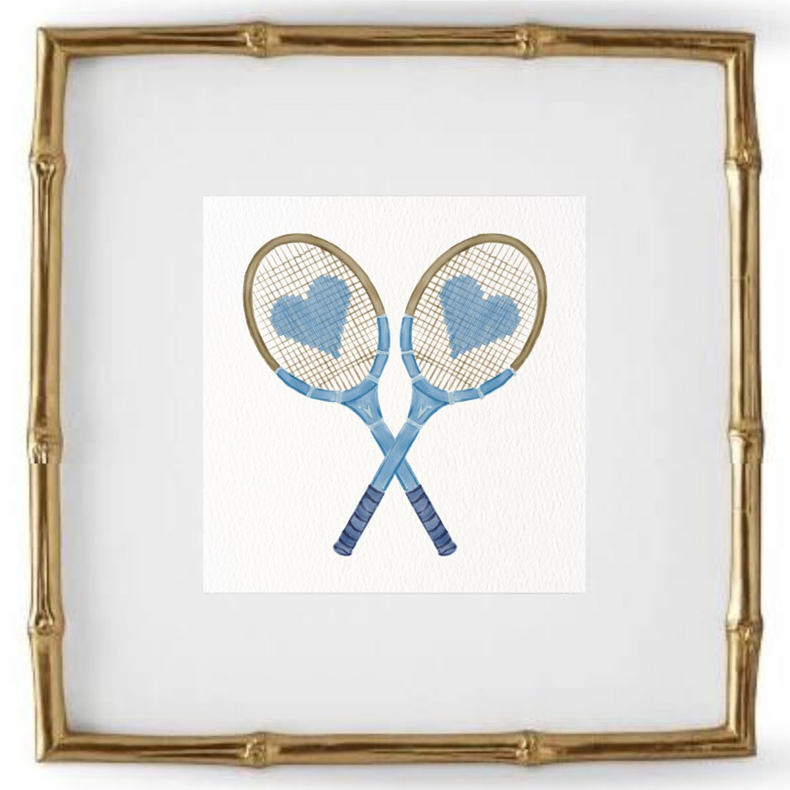 Printable Tennis Rackets With Blue Hearts Wall Art - Etsy