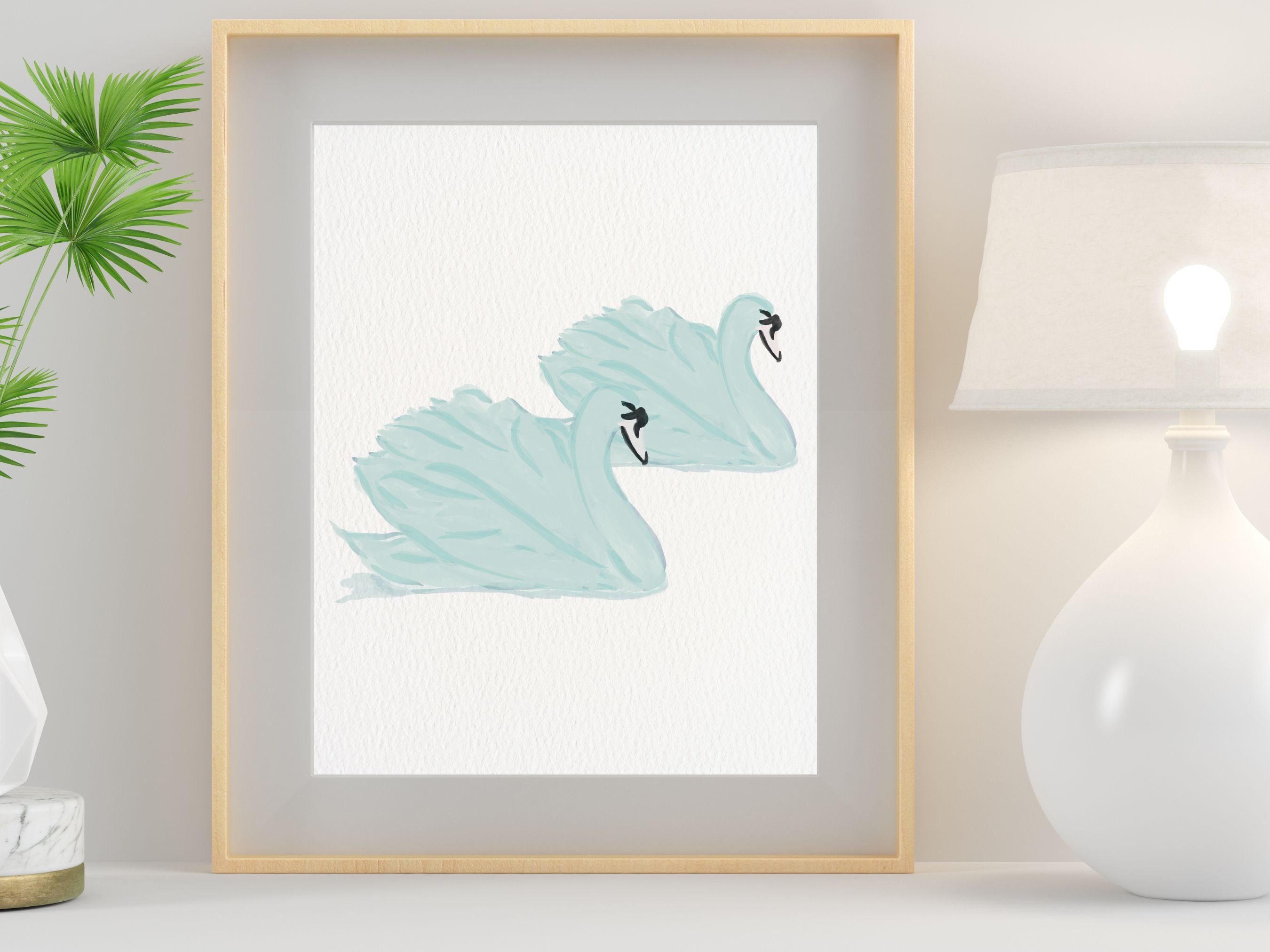 Watercolor Light Blue Swans Printable Art ~ Wall Art ~ Watercolor Light ...