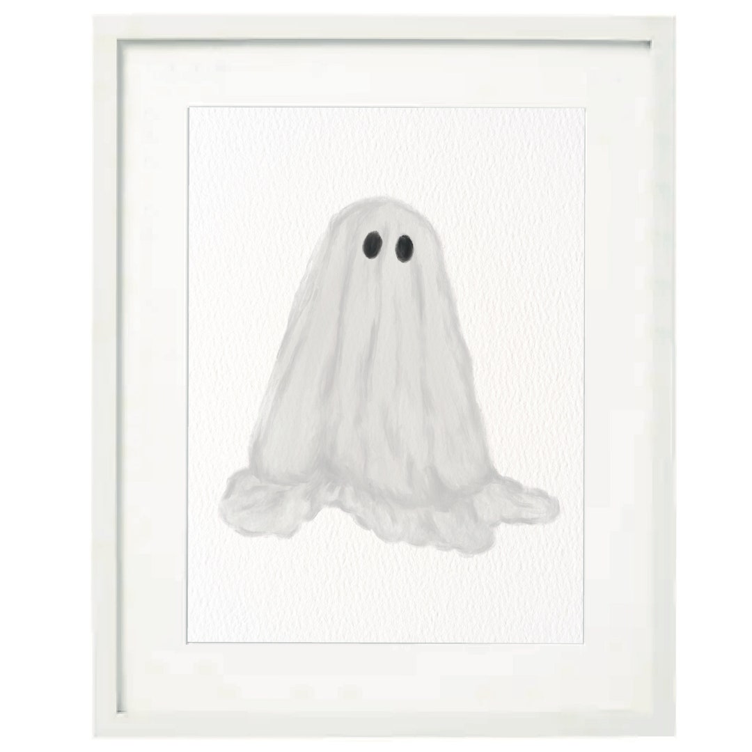 Halloween Ghost Art Print, Gray Spooky Wall Decor (digital Download) - Etsy