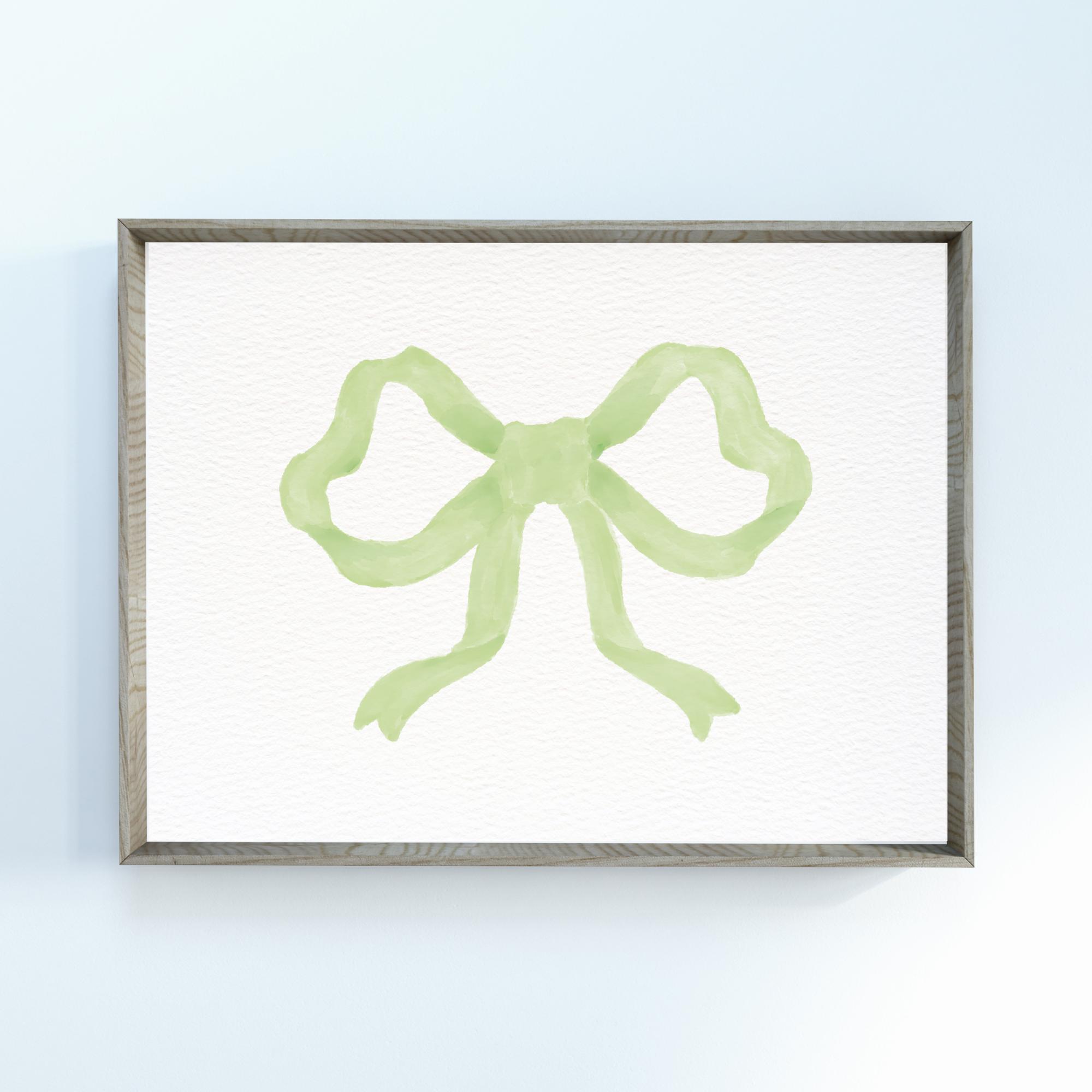 Light Green Ribbon Bow Art Print: Chinoiserie Grandmillennial (digital ...