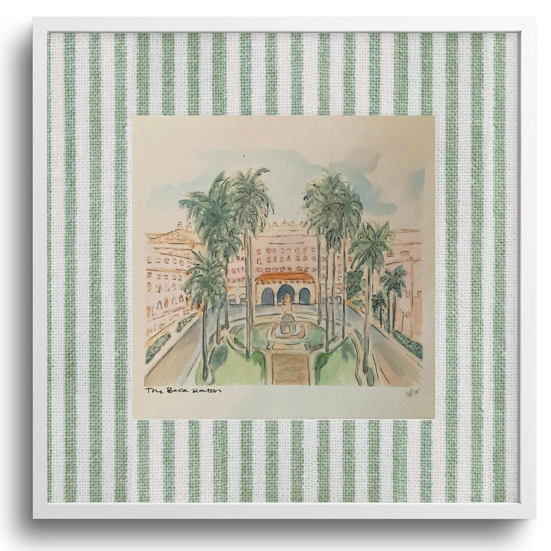 Boca Raton Watercolor Art Print: Square Florida Wall Art (digital ...