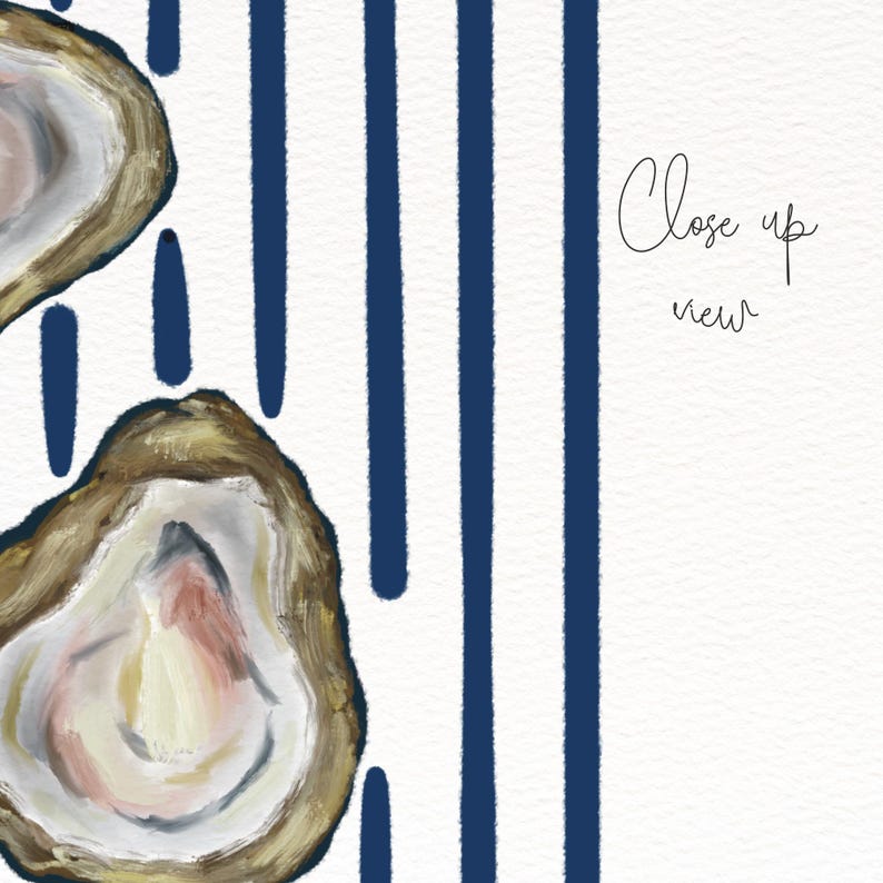 Blue Stripes and Oyster Shells Printable Coastal Wall Art ~ Instant ...