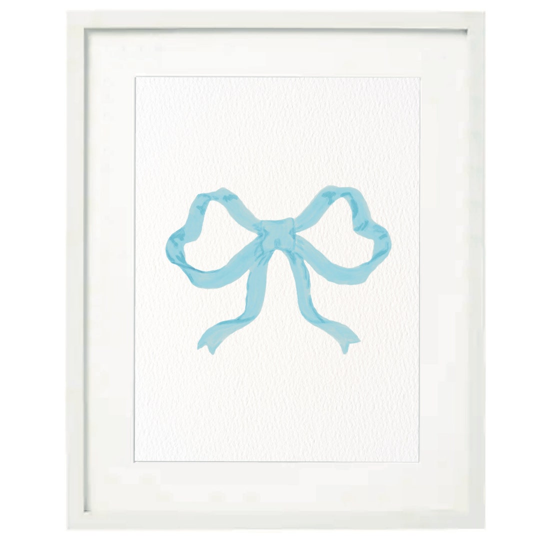 Soft Blue Ribbon Bow Art Print: Nursery Wall Decor (digital Download ...