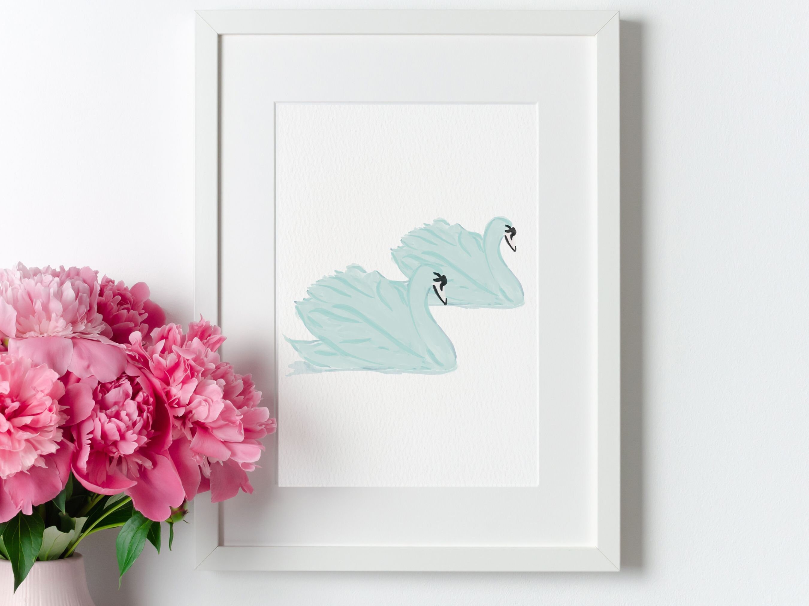 Watercolor Light Blue Swans Printable Art Wall Art Watercolor Light ...