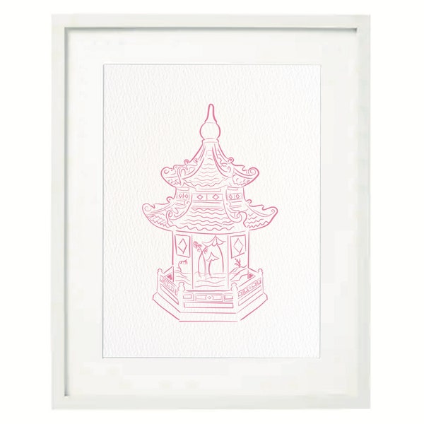 Pink Pagoda Print - Etsy