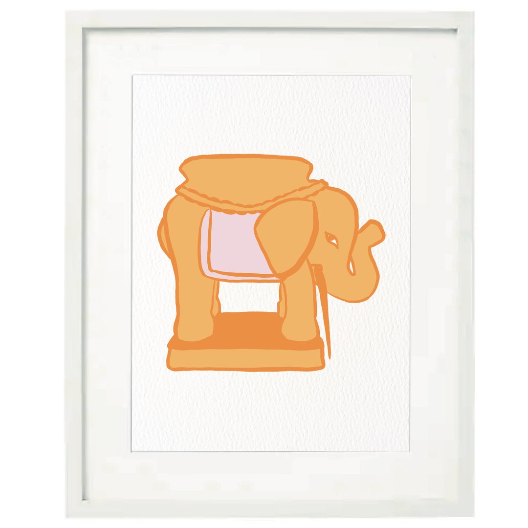 Chic Elephant Garden Stool Art - Printable Wall Decor - Instant ...