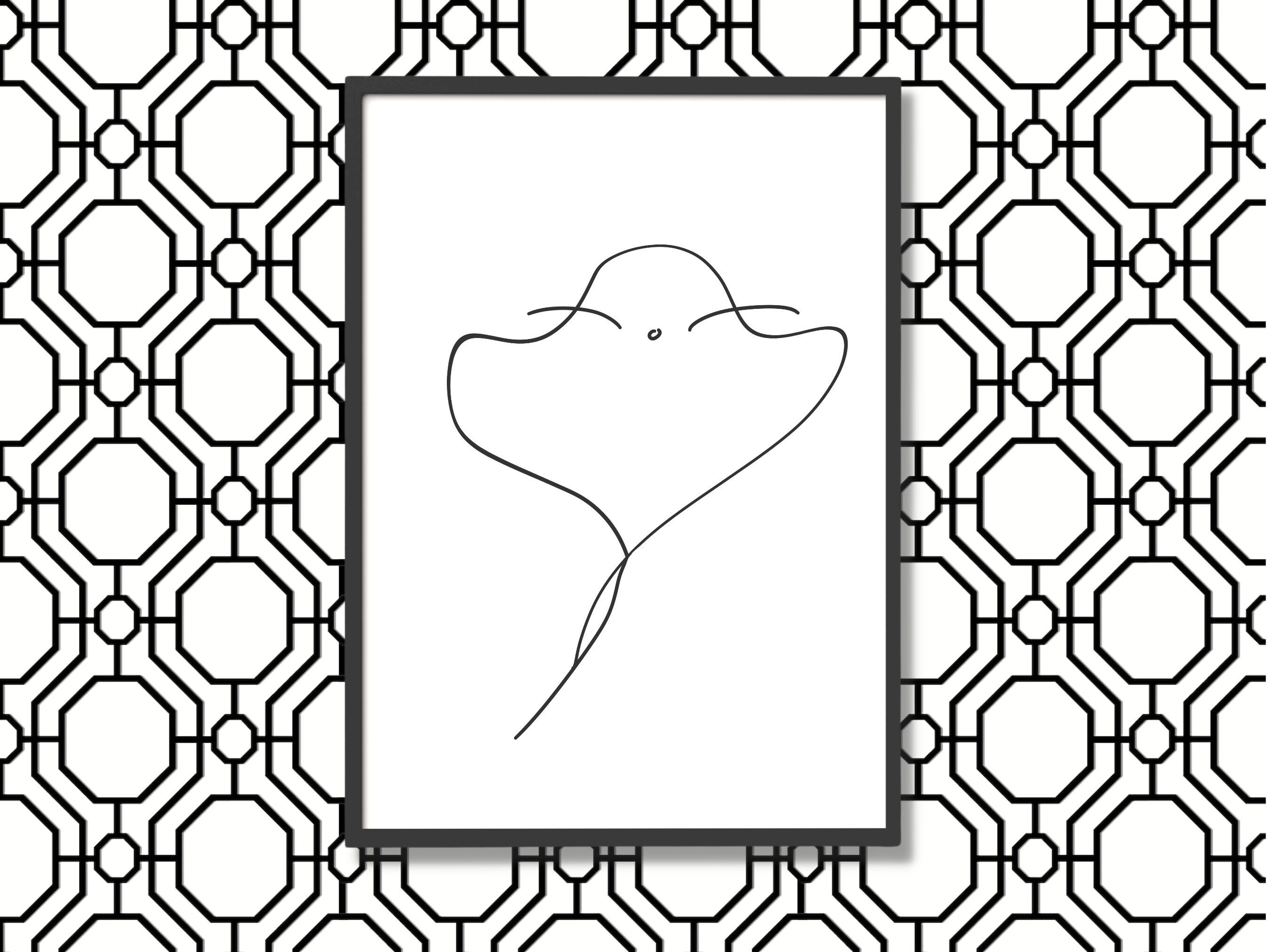 Line Drawn Stingray Printable Art Nursery Wall Art Stingray Sea ...