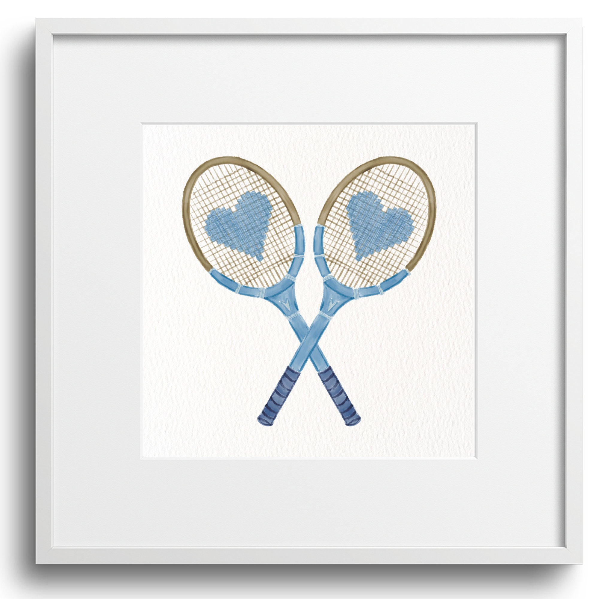 Printable Tennis Rackets With Blue Hearts Wall Art - Etsy