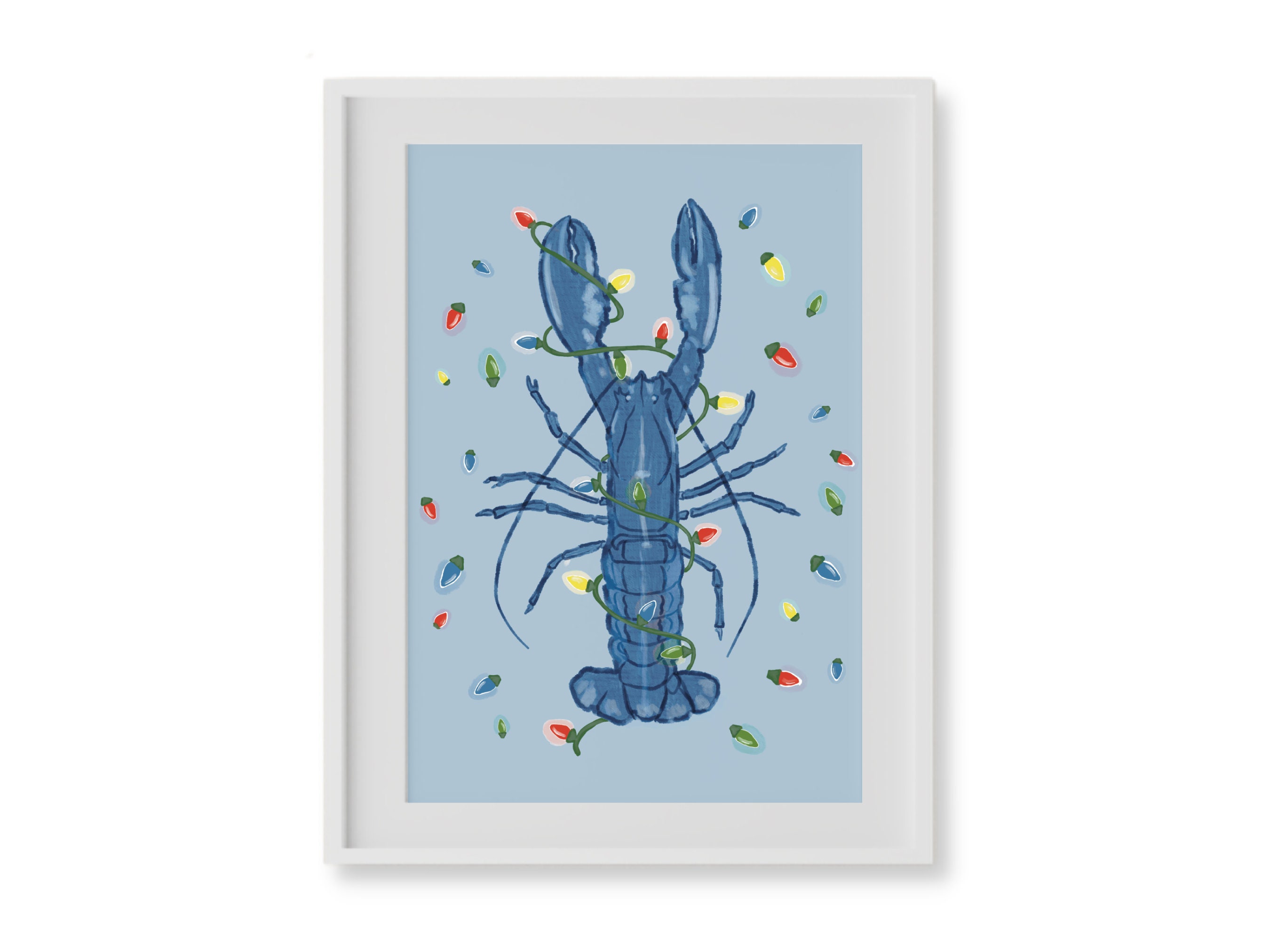 Christmas Lobster Printable Art Christmas Blue Lobster Wall Art ...