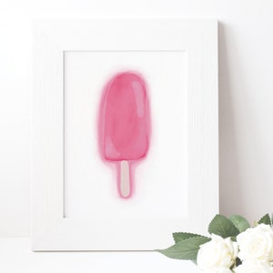 Pink Ice Pop Watercolor Printable Art Home Wall Art Watercolor Ice Pop ...