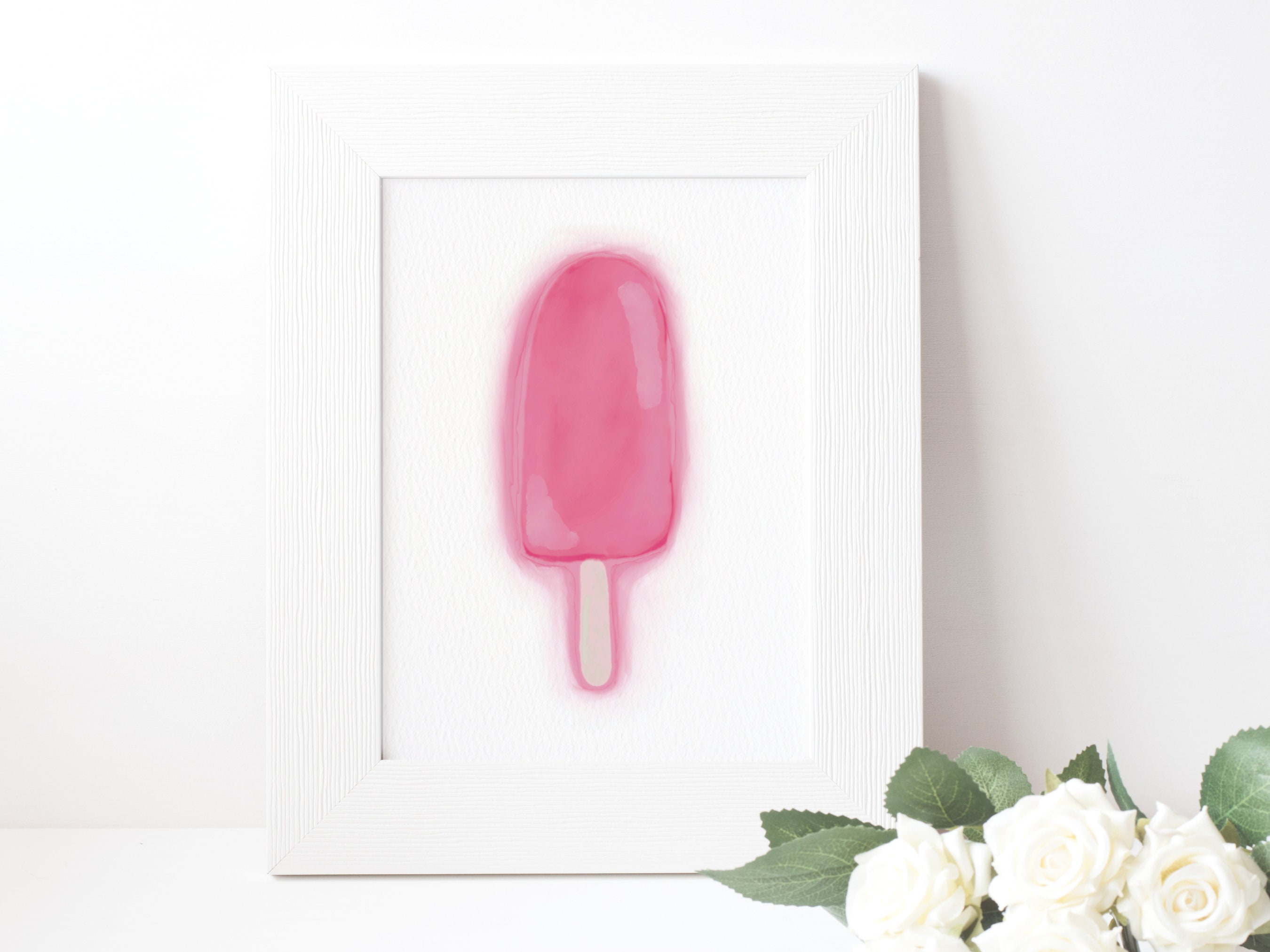 Pink Ice Pop Watercolor Printable Art Home Wall Art Watercolor Ice Pop ...