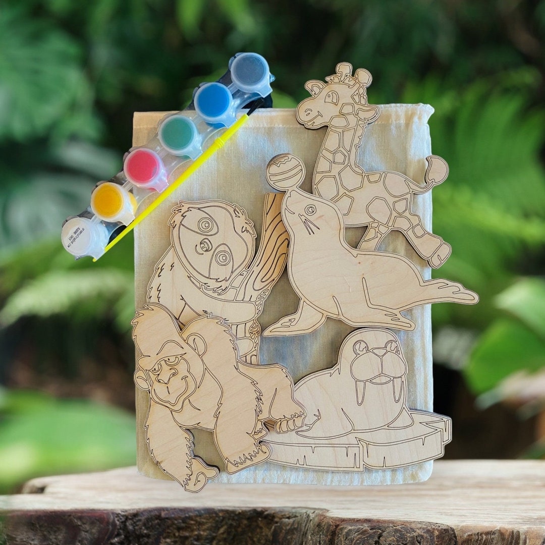 A Day at the Zoo Wood Paint Set DIY Kits Paint Sets for Kids - Etsy
