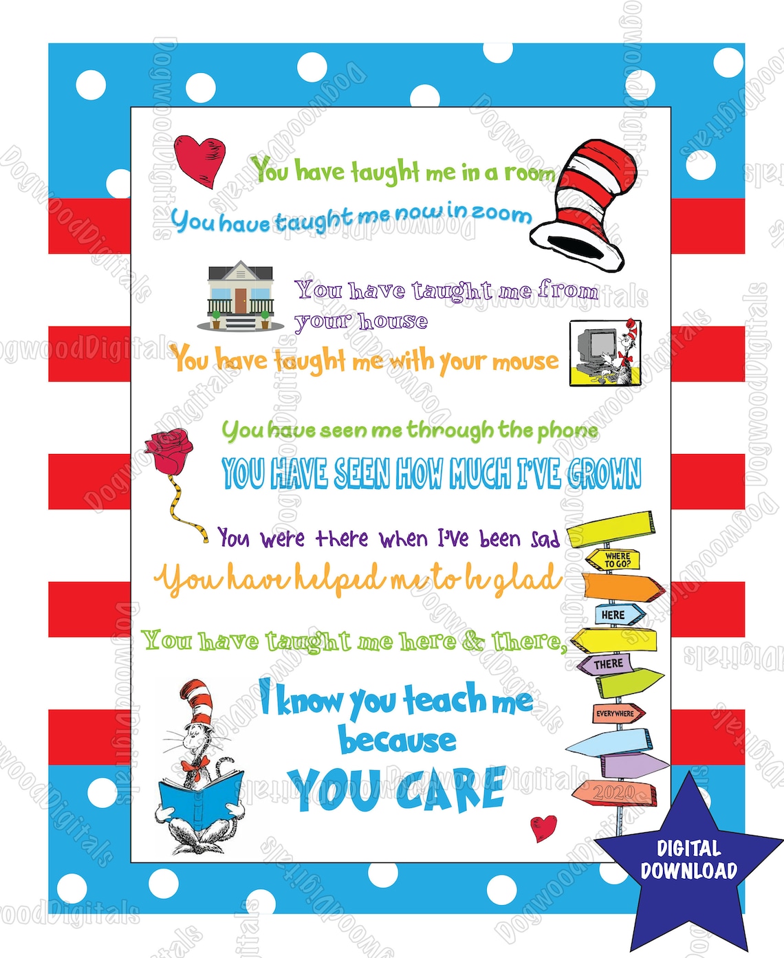 Dr Seuss Themed Teacher Appreciation Printable From Child **perfect for ...