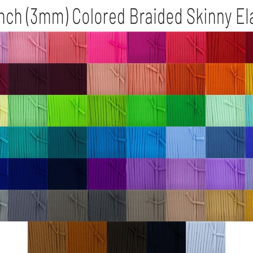 1/8 Inch 3mm Colored Skinny Elastic by the Yard Fast - Etsy
