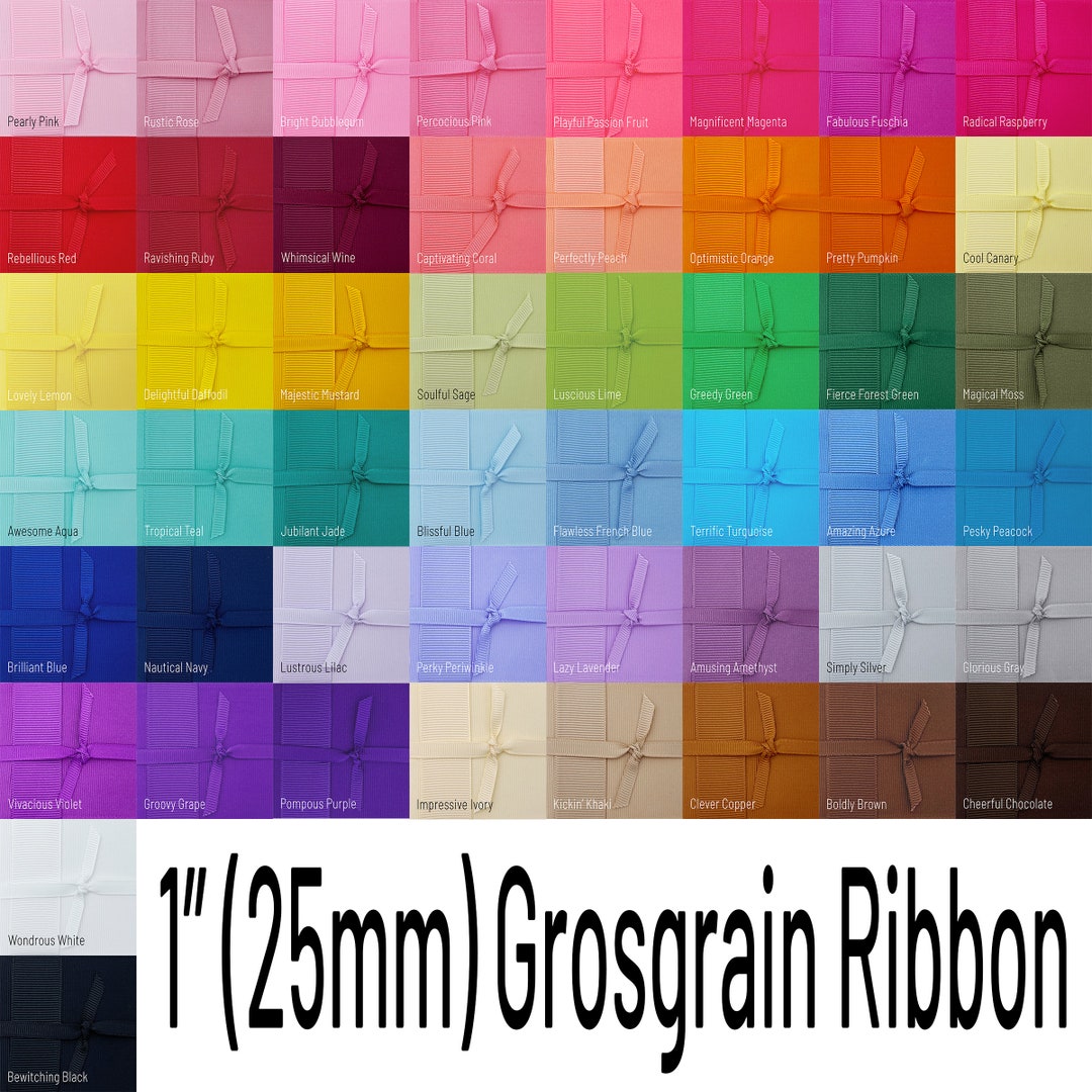 1 Inch GROSGRAIN Ribbon by the Yard 5 | 10 | 20 Yard (25mm) White ...