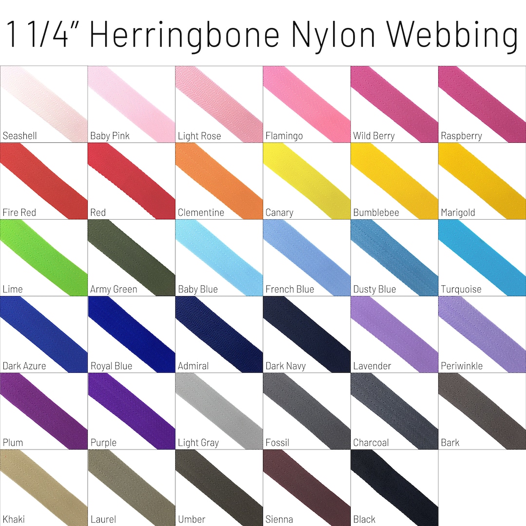 1 1/4 Inch Herringbone Nylon Webbing by the Yard (3.2cm), Lightweight ...