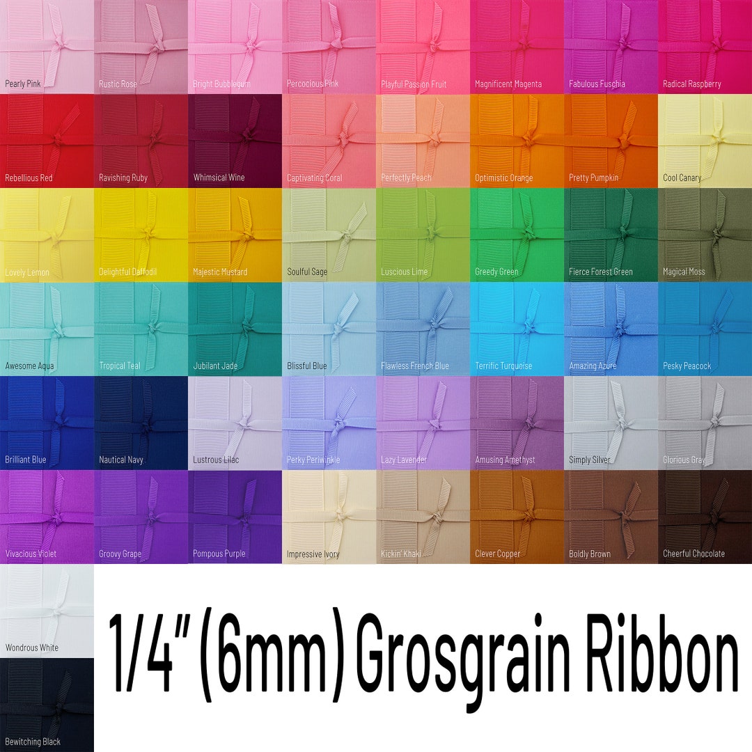 1/4 Inch GROSGRAIN Ribbon by the Yard 5 | 10 | 20 Yard (6mm) White ...