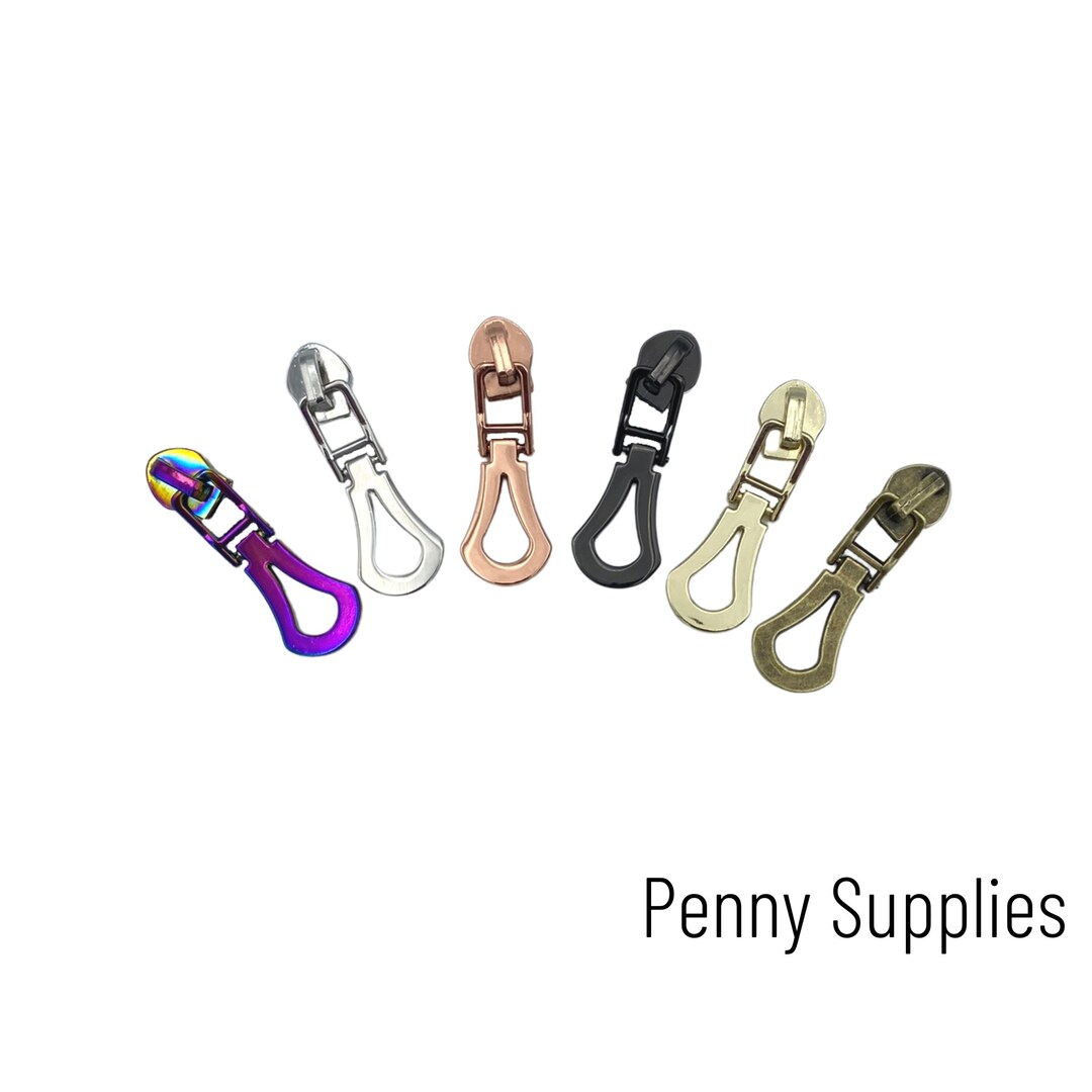STYLE 19, Size #5 Metal Zipper Pull, SET OF 3 or Variety Pack, Tear ...
