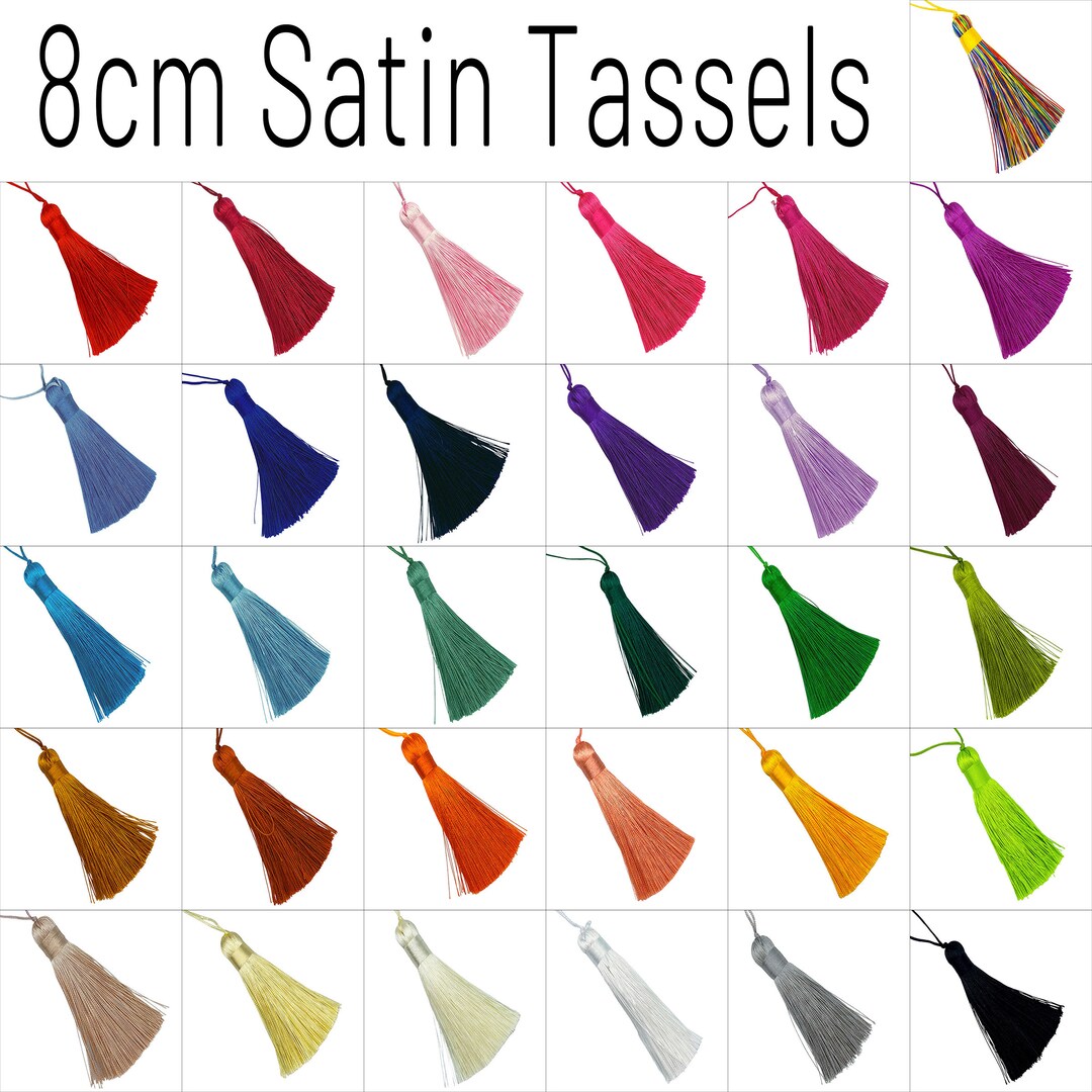Clearance-3 Inch Colorful Satin Tassels - 2 Pack - 8cm Large Jewelry ...