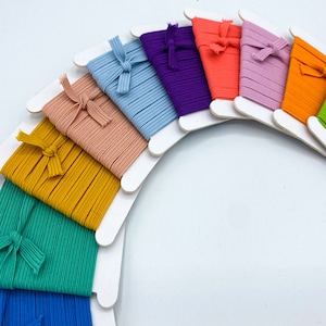 1/4 Inch (6mm) COLORED Braided Skinny Flat Elastic Sold by the Yard 1 ...