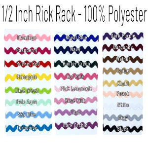 1/2 Inch POLYESTER Rick Rack (13mm) by the Yard - 22 Colors Ric Rac ...