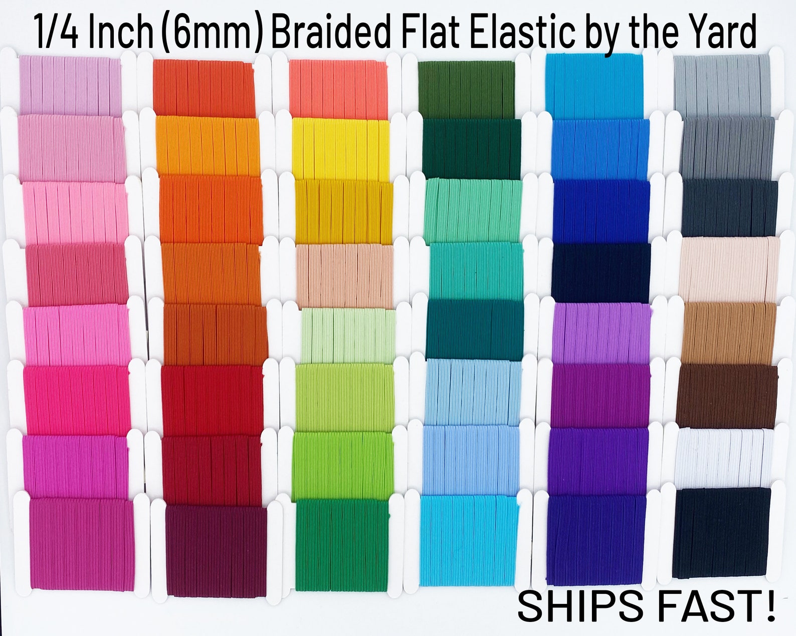 1/4 Inch 6mm COLORED Braided Skinny Flat Elastic by the Yard | Etsy Canada