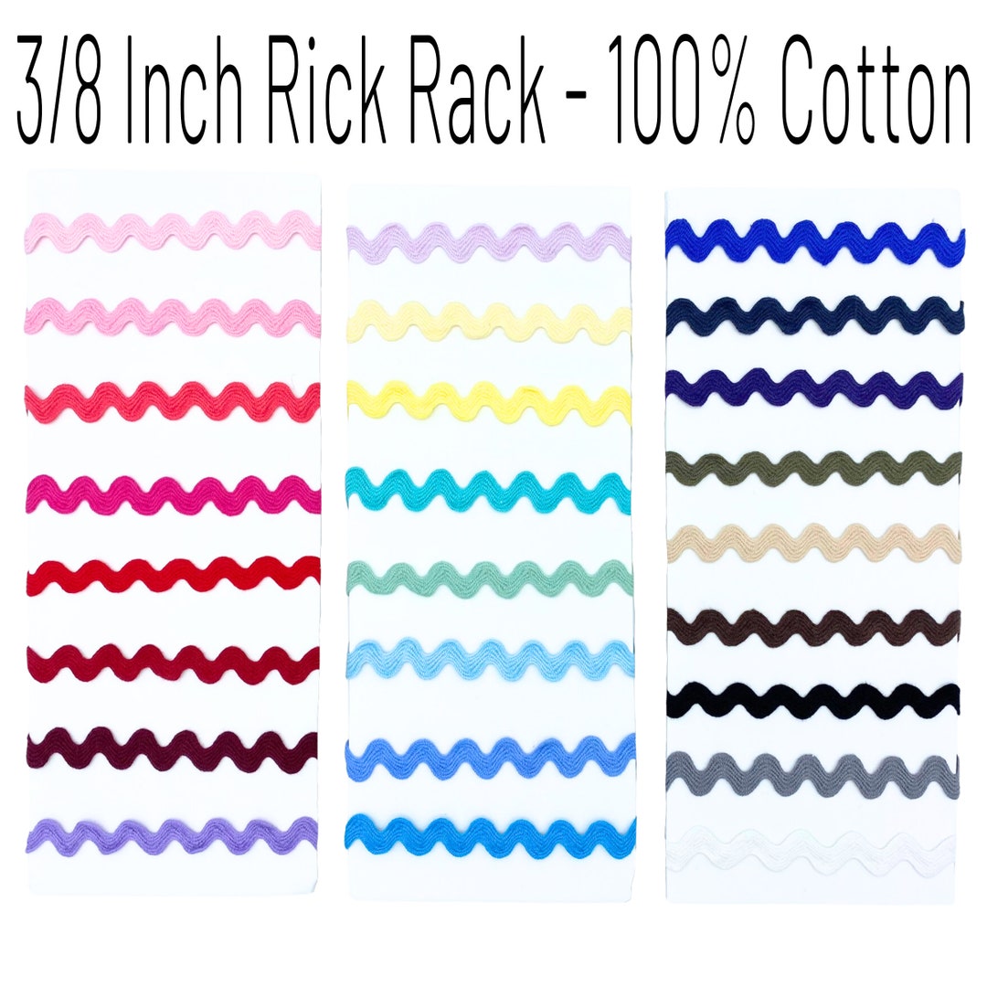 3/8 Inch COTTON Rick Rack (10mm) by the Yard - 22 Colors Ric Rac Wavy ...