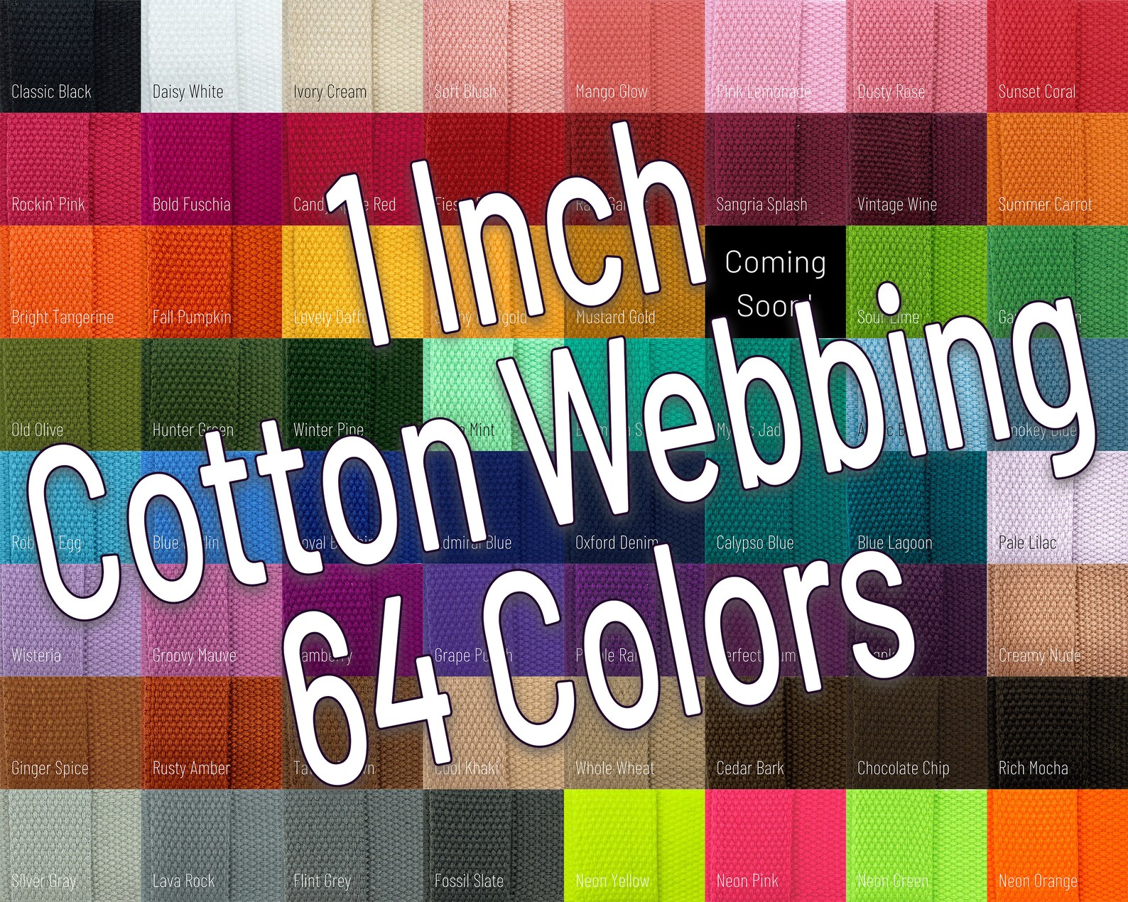 1 Inch Wide Cotton Webbing 25mm Colored Webbing by the Yard - Etsy
