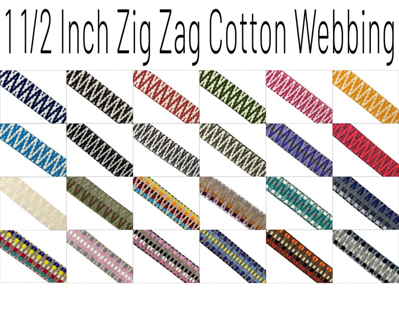 1 1/2 Inch Zig Zag Cotton Poly Webbing by the Yard - Etsy
