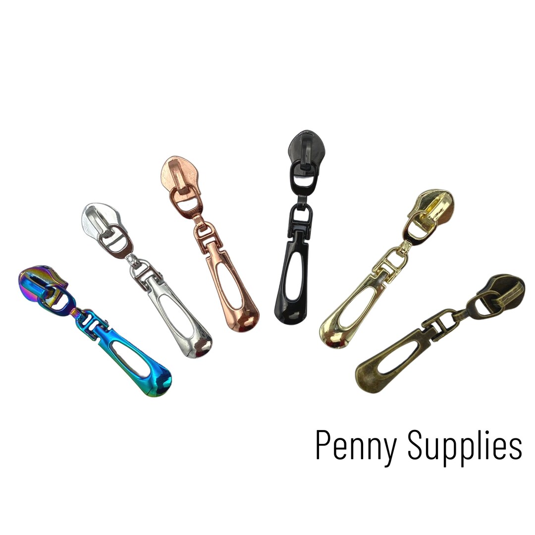 STYLE 13, Size #5 Metal Zipper Pull, SET OF 3 or Variety Pack, Tear ...
