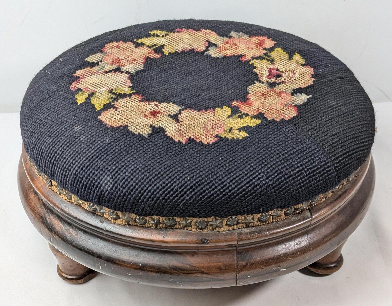 Victorian Floral Needlepoint Stool - Etsy