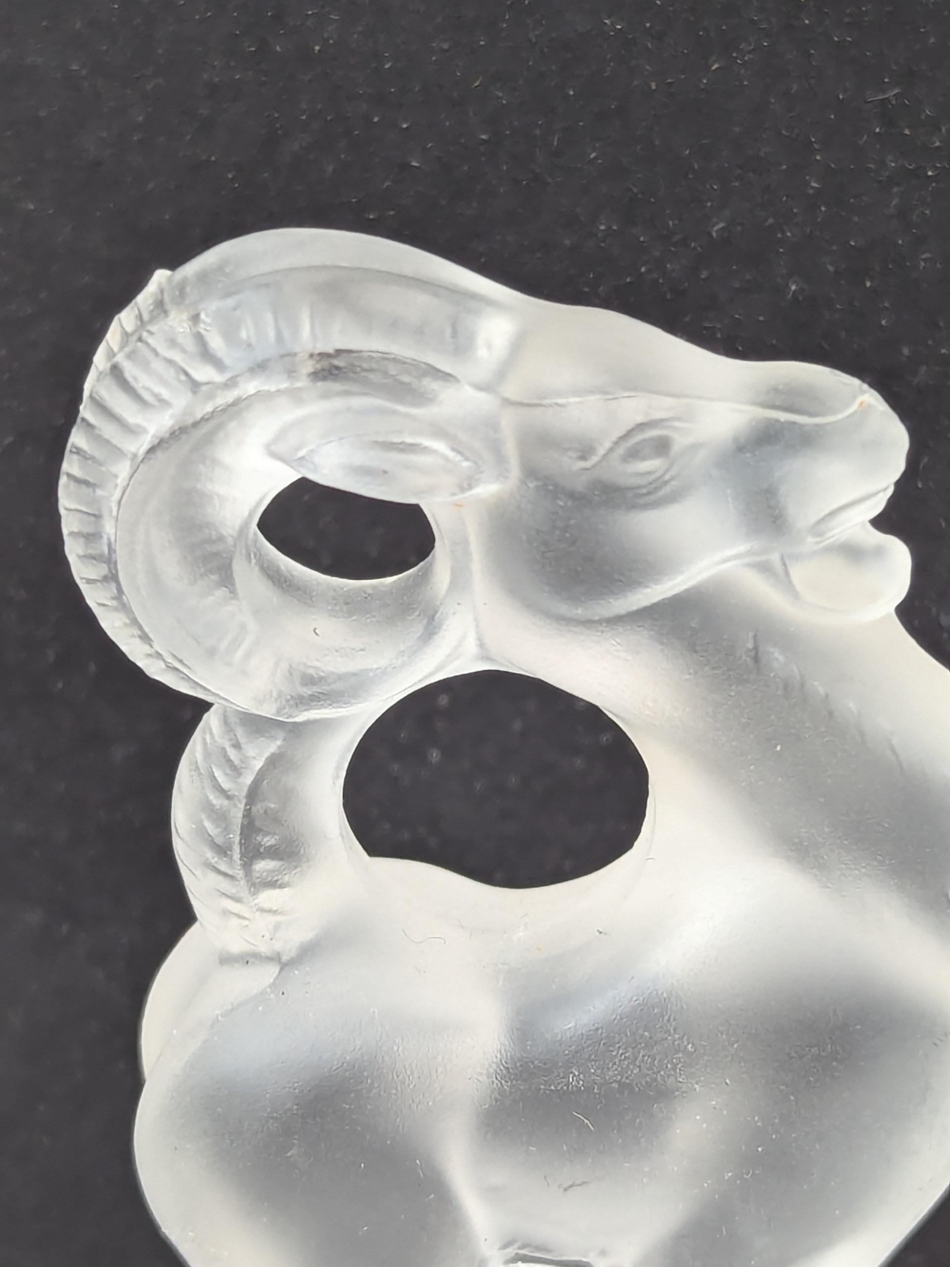 Lalique France Crystal Ram Figurine Signed - Etsy