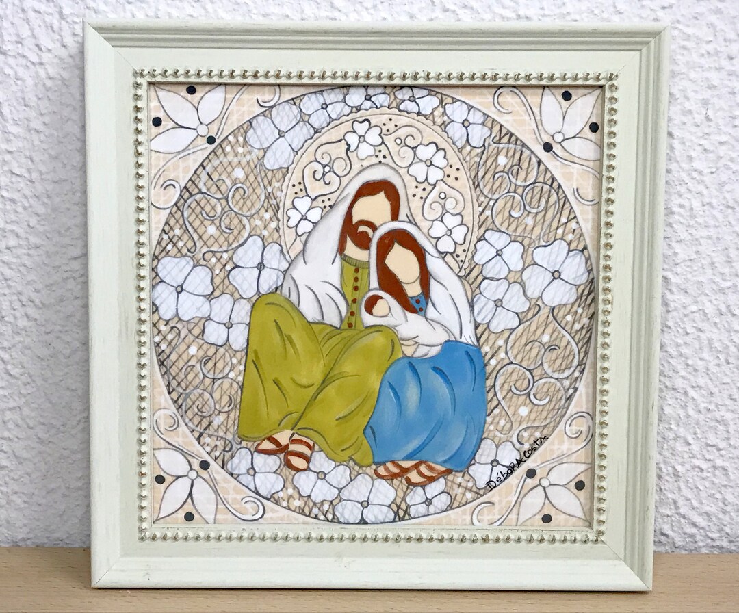 Ceramic Nativity Scene, Nativity Table, Hand Painted Tile, Nativity ...