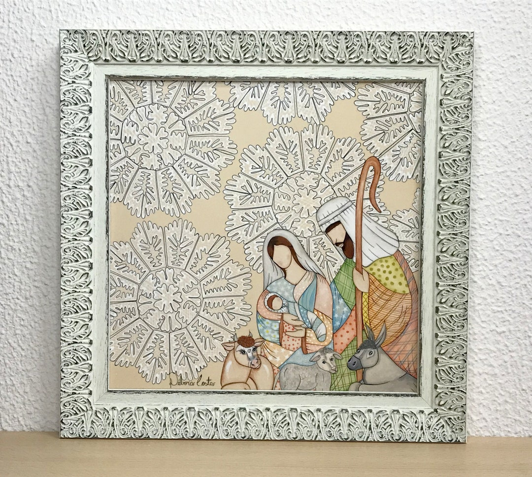 Ceramic Nativity Scene, Nativity Table, Hand Painted Tile, Nativity ...