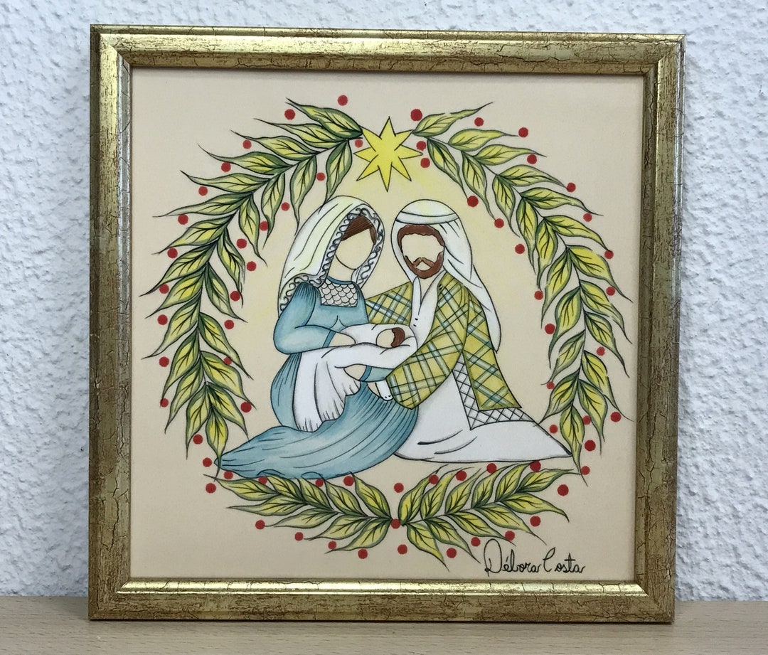 Ceramic Nativity Scene, Nativity Table, Hand Painted Tile, Nativity ...