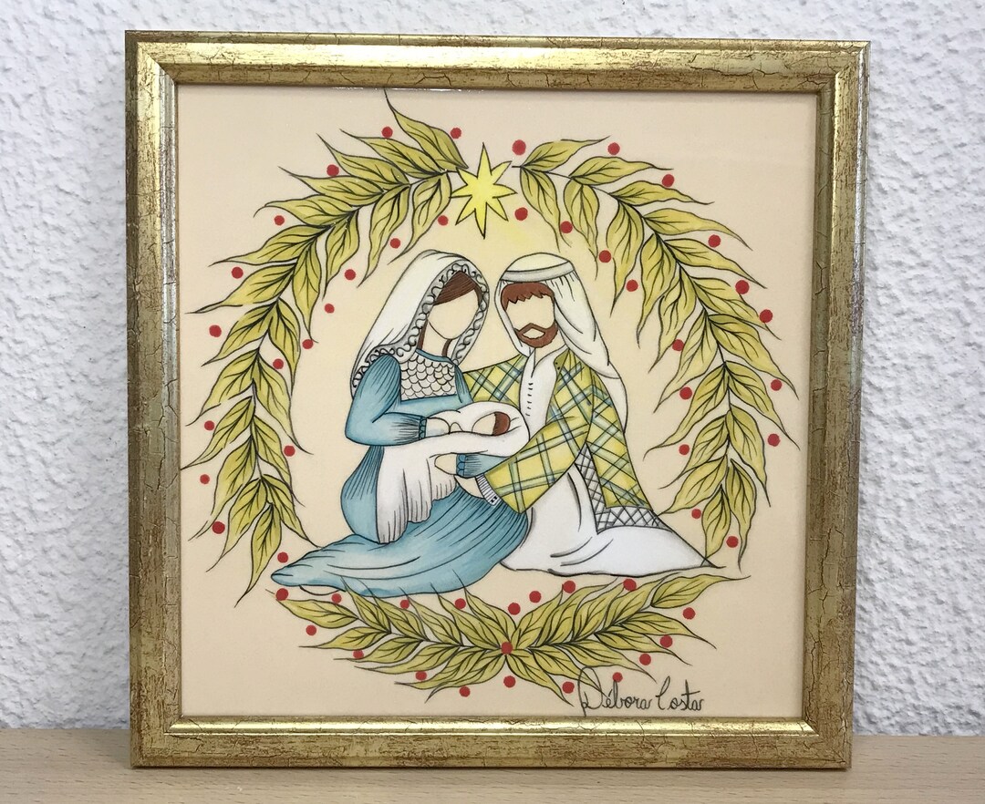Ceramic Nativity Scene, Nativity Table, Hand Painted Tile, Nativity ...