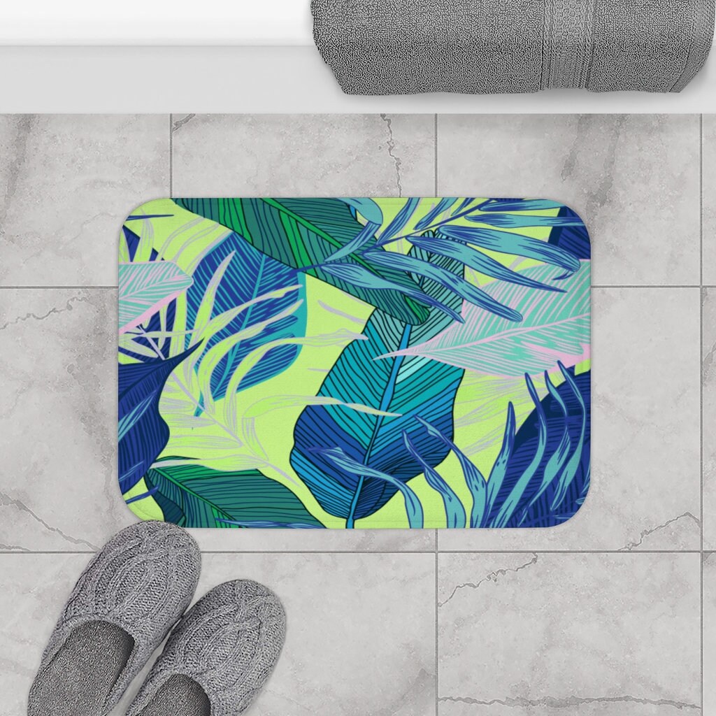 Tropical Bath Mat Jungle Print Modern Bathroom Decor - Etsy