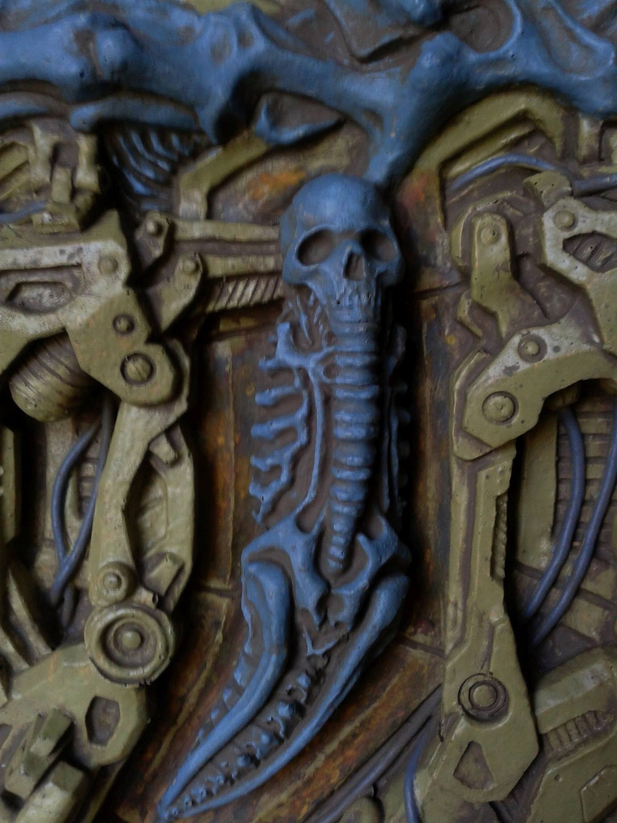 Gig Skull Biomechanical Giger Sculpture Hallowen Steampunk Industrial ...