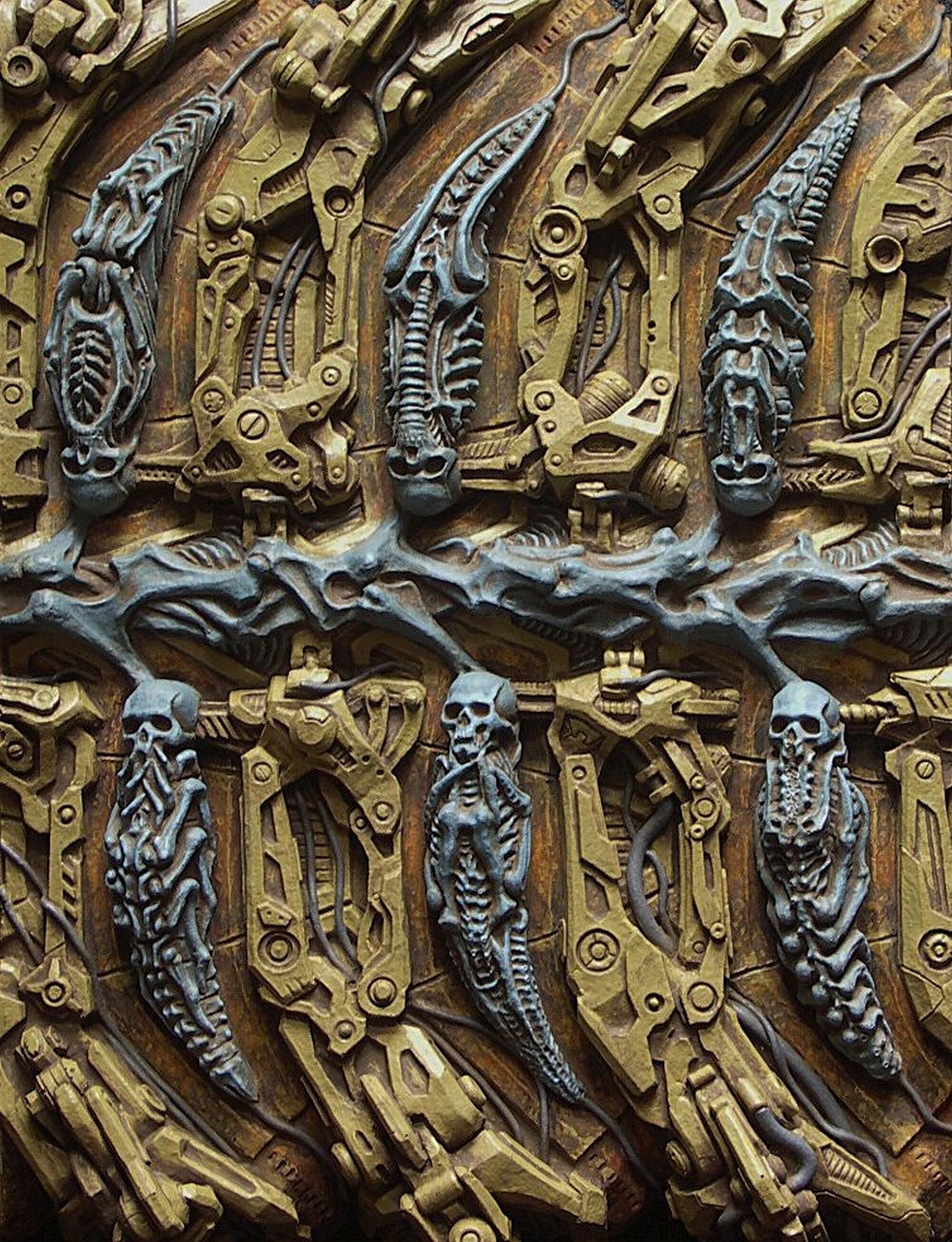 Gig Skull Biomechanical Giger Sculpture Hallowen Steampunk Industrial ...