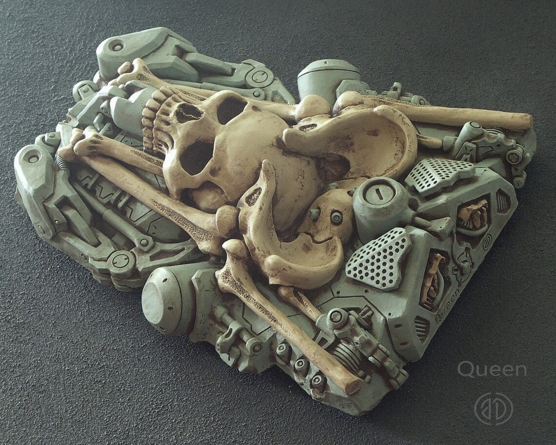 Cyberpunk Skull Steampunk Sculpture Bones Skeleton Bio Punk - Etsy