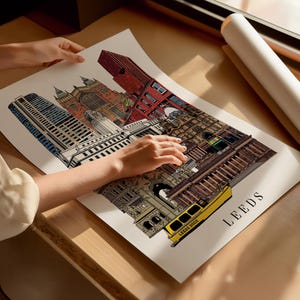 Leeds Landmarks Art Print / Leeds Poster / Leeds Gift / Leeds ...
