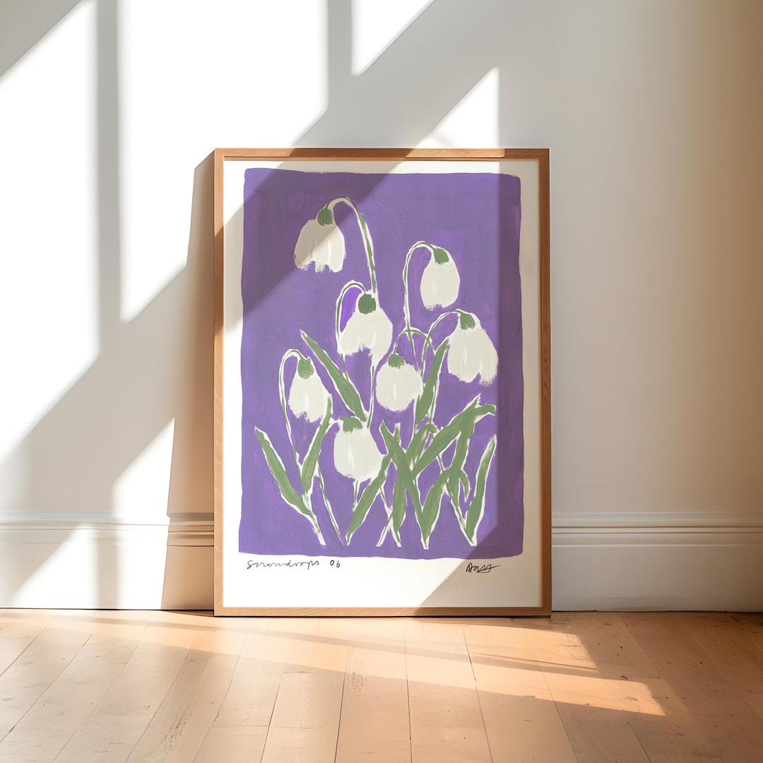 Snowdrops Painting Art Print / Hand Painted Abstract Art Print / Floral ...
