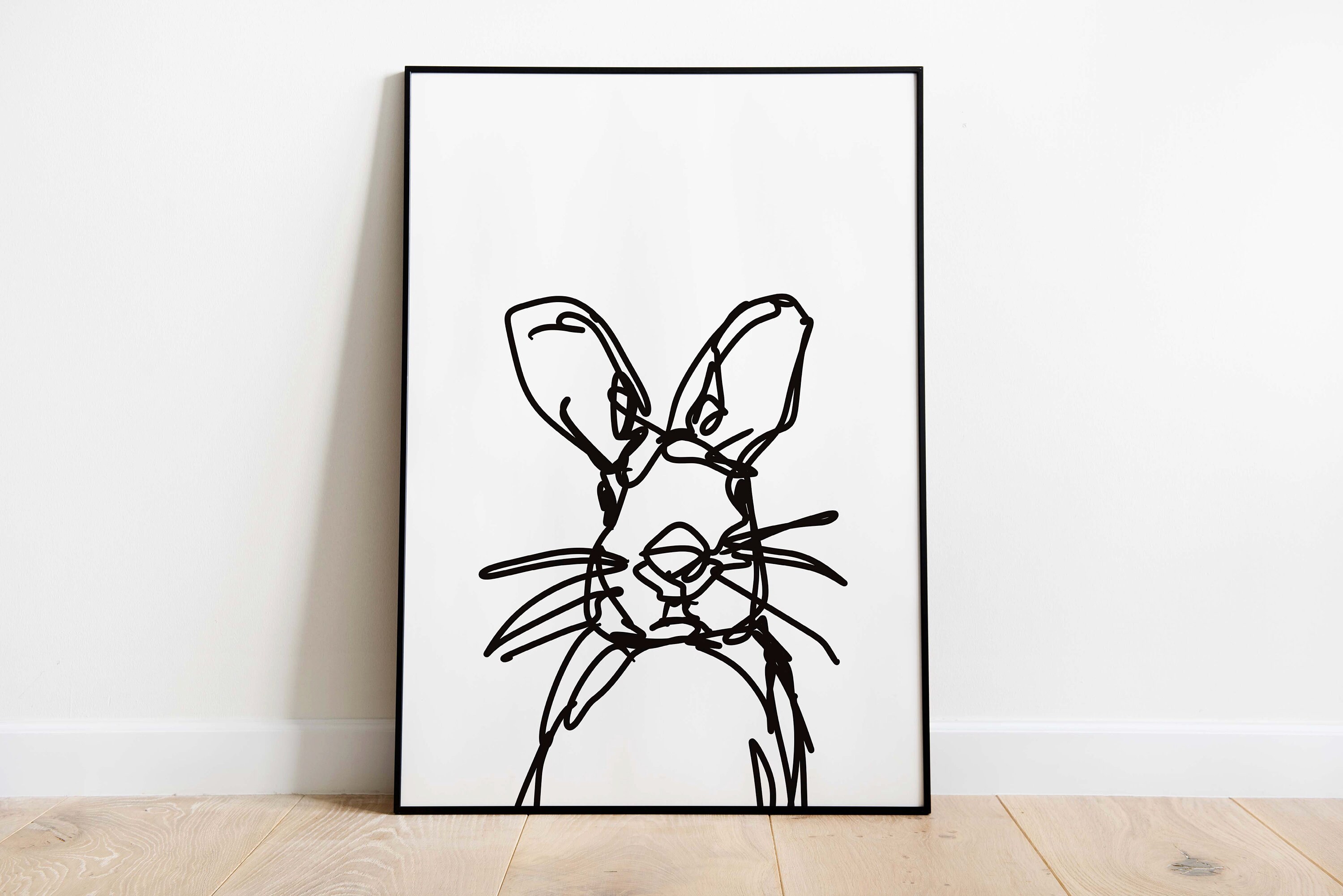 Rabbit Line Drawing Children's Art Print / Kids Bedroom / - Etsy